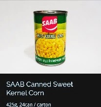 SAAB SWEET KERNEL CORN (425G) - 24CAN/CTN | Simple Food Marketing